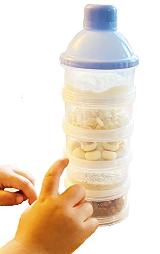 Non-Spill Milk Powder Dispenser/Storage Container, Blue (2pcs)- 5 Compartments