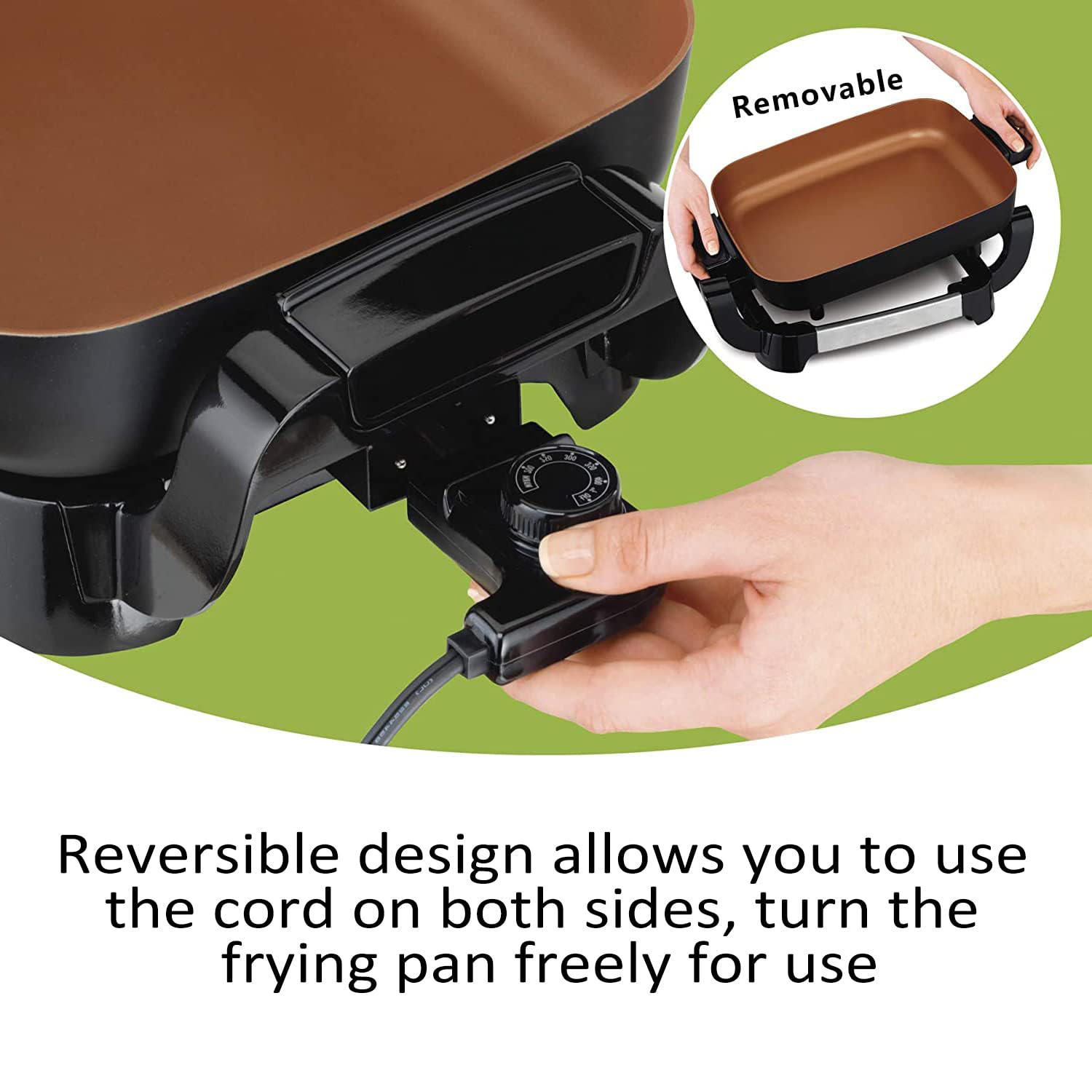 Extra-Large Nonstick Ceramic Electric Skillet - Electric Frying Pan with Lid, 12"x15" Fry Pan Adjustable Temperature Control, with Removable Pan, Dishwasher Safe