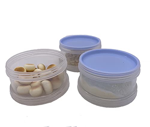 Non-Spill Milk Powder Dispenser/Storage Container, Blue (2pcs)- 5 Compartments