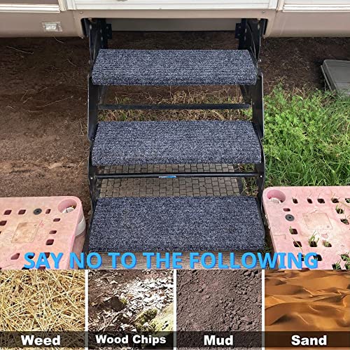 Sintron RV Step Rug 22 Inch Wide 3 Pack RV Step Covers Wrap Around Camper Stair Rugs for Radius Steps, Protects Your RV from Unwanted Tracked in Dirt, for Electrical & Manual RV Trailer Camper Stairs