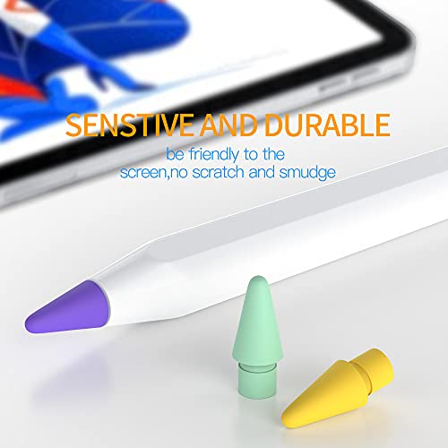 AWINNER Compatible with Apple Pencil Tip and Apple Pencil (2nd Generation) Tips,Replacement Color iPencil Nibs 6 Pack (Red/Yellow/Purple/Pink/Cyan/Grey)