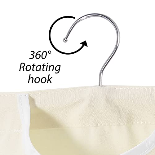 Canvas Clothespin Bag, Portable Reusable Oxford Cloth Hanging Storage Organizer, Laundry Clothes Pin Holder with an Extra-Large Hook for Hanging and Effortlessly Slidingwith