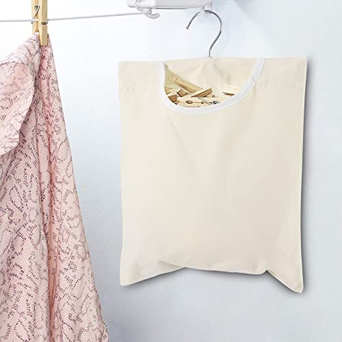 Canvas Clothespin Bag, Portable Reusable Oxford Cloth Hanging Storage Organizer, Laundry Clothes Pin Holder with an Extra-Large Hook for Hanging and Effortlessly Slidingwith