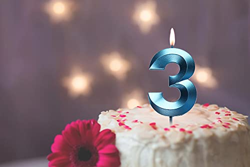 2.76 inch Blue 3 Birthday Candles,3D Number 3rd Cake Topper for Birthday Decorations No 31 32 33 34 35 36 37 38 39