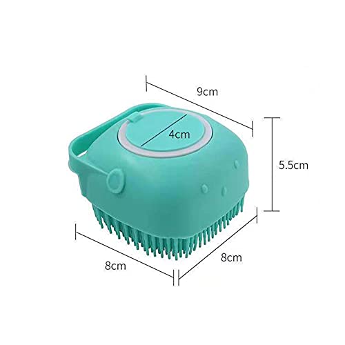 Pet Dog Bath Brush Soft Silicone Dog Shampoo Brush, Brush Hair Fur Grooming Cleaning Brush Soft Shampoo Dispenser (Blue)