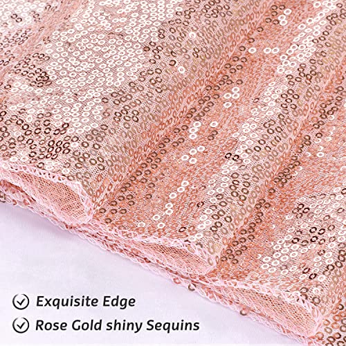 6 Pack Sequin Table Runner Rose Gold, 12 x 108 inch Glitter Rose Gold Table Runner for Rectangle Table for Birthday, Wedding, Banquet, Holiday Party Decorations, Christmas Gift & Baby Shower