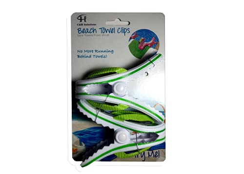 2 X White Toucan Flopes Style Beach Towel Clips Jumbo Size for Beach Chair, Cruise Beach Patio, Pool Accessories for Chairs, Household Clip, Baby Stroller. by C&H Solutions