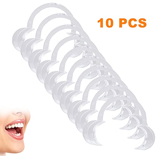 10 Pieces (Size M) C-Shape Cheek Retractor, Disposable Mouth Opener for Dental Teeth Whitening Mouth Guard or Speak Out Game (M, White)