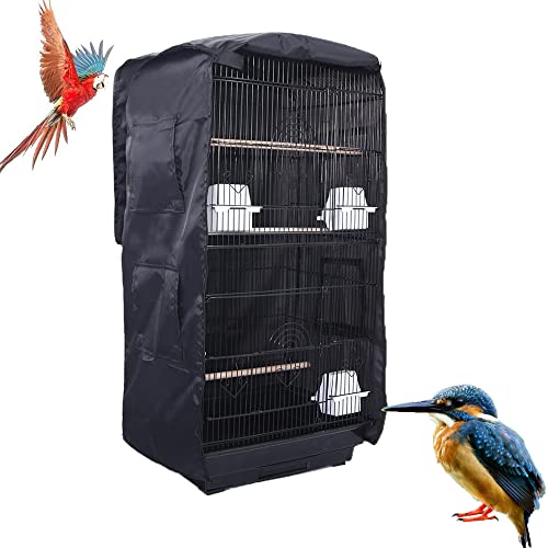 SYOOY Bird Cage Cover Good Night Birdcage Cover Universal Blackout Bird Parrot Cage Cover Durable Washable for Parakeets Lovebirds Budgies Macaw Conure Square Cages - Black