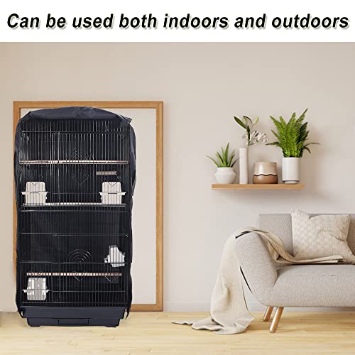 SYOOY Bird Cage Cover Good Night Birdcage Cover Universal Blackout Bird Parrot Cage Cover Durable Washable for Parakeets Lovebirds Budgies Macaw Conure Square Cages - Black