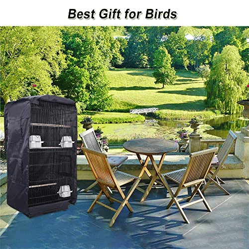 SYOOY Bird Cage Cover Good Night Birdcage Cover Universal Blackout Bird Parrot Cage Cover Durable Washable for Parakeets Lovebirds Budgies Macaw Conure Square Cages - Black