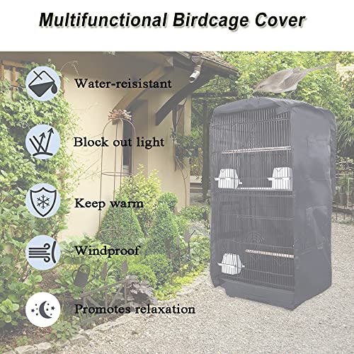 SYOOY Bird Cage Cover Good Night Birdcage Cover Universal Blackout Bird Parrot Cage Cover Durable Washable for Parakeets Lovebirds Budgies Macaw Conure Square Cages - Black