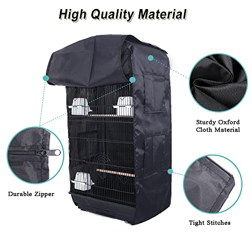 SYOOY Bird Cage Cover Good Night Birdcage Cover Universal Blackout Bird Parrot Cage Cover Durable Washable for Parakeets Lovebirds Budgies Macaw Conure Square Cages - Black