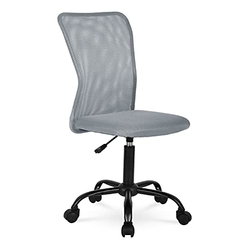 Mesh Breathable Home Office Chair Mid Back Mesh Desk Chair Ergonomic Adjustable Chair with Lumbar Support Armless Modern Rolling Swivel Chair for Women&Men Adults(Grey)