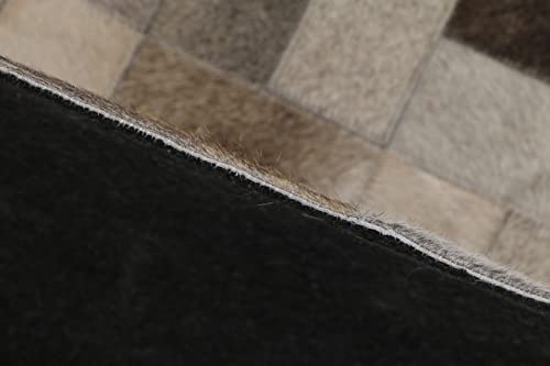 USA RUG Cowhide Grey Patchwork Home Decorative Living Room Area Rug Hand Made Cow Leather Hair (5'x8')