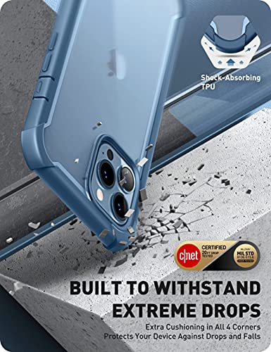 i-Blason Ares Case for iPhone 13 Pro 6.1 inch (2021 Release), Dual Layer Rugged Clear Bumper Case with Built-in Screen Protector - Azure