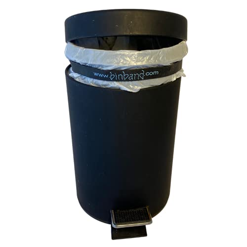 Binband β rubber bands for holding rubbish bin liners in place, re-usable elastic bands for trash cans, 8β (20cm) flat length, quality, pack of 2 black elastic loops