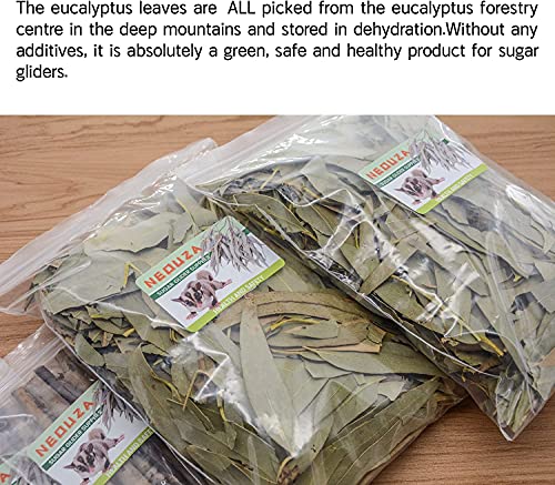 NEOUZA Sugar Glider Small Animal Bedding, Chew Treats, Molar Toys, 200g Natural Dried Eucalyptus Leaves and Twigs (200g Eucalyptus Leaves)