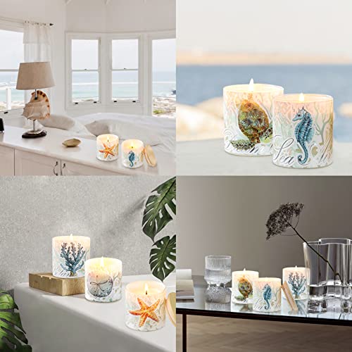 Jar Candles Scented with Lid Gift Set of 6 Ocean Theme Jar Different Fragrance Candles Soy Wax Aromatherapy Jar Candles Take Harsh Smells Away Candles for Home Scented Stress Relief and Relaxation