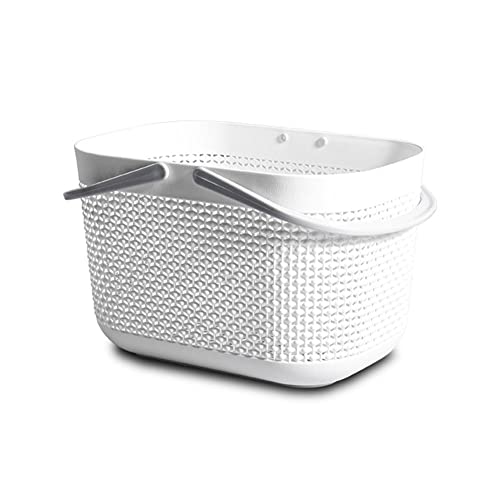 WAQIAGO Shower Caddy Basket, Plastic Organizer Storage Baskets with Handles, Portable Caddy bins for Kitchen Bathroom (1), white, Medium (ASMZ12HZ34516M)