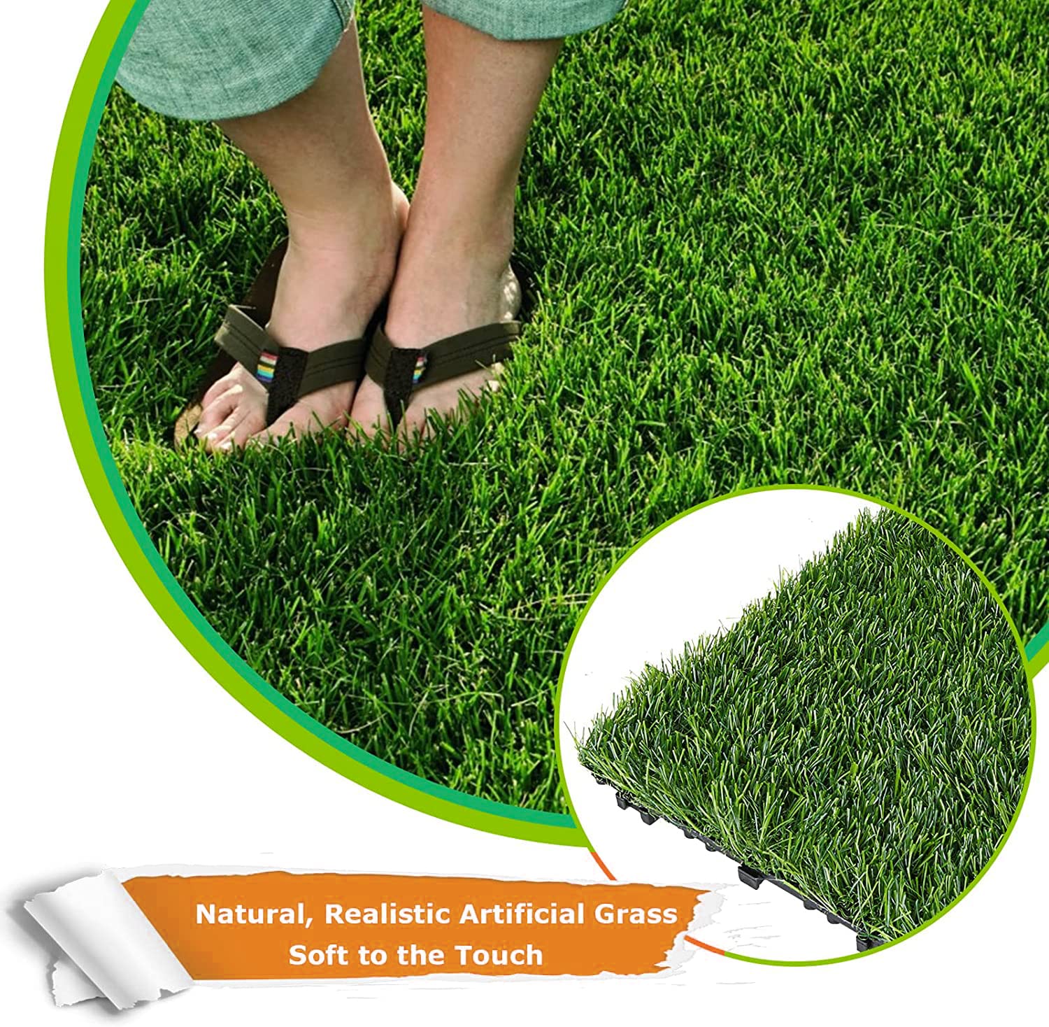 MNKNENG 9 Packs Artificial Grass Turf Tiles for Patio 12x12 Inches Fake Grass for Patio Self-draining Interlocking Grass Tiles for Balcony Backyard Patio Indoor Outdoor Flooring Lawn