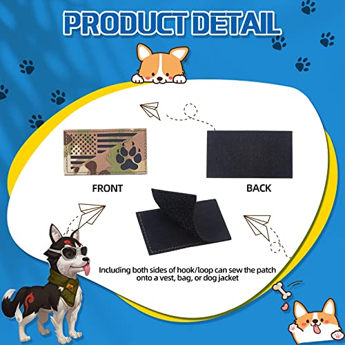 12 Pieces Service Dog Vest Patches with Adhesive Strap Removable Harnesses Tactical Hook and Loop Patch Set of American Flag Ask to Pet in Training