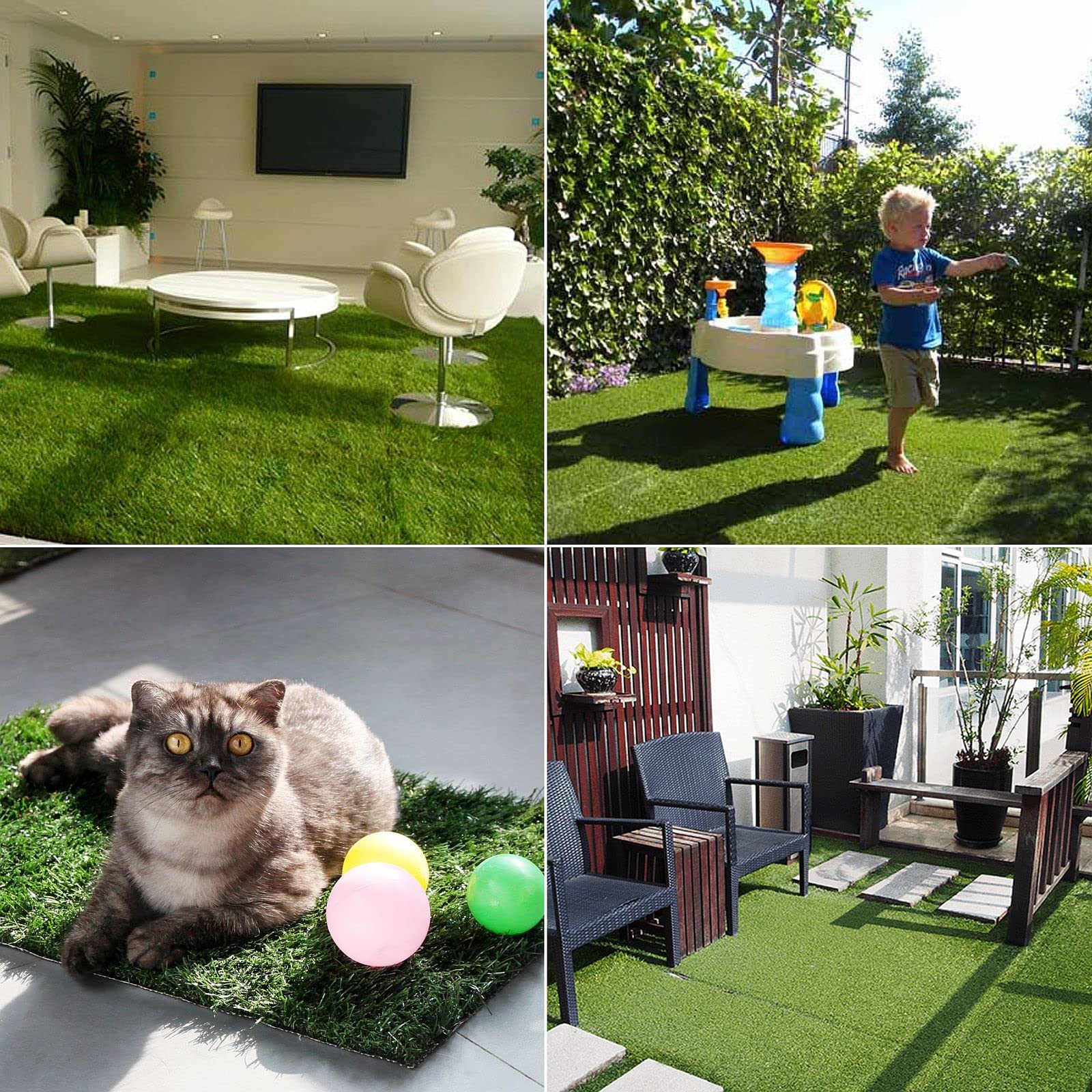 MNKNENG 9 Packs Artificial Grass Turf Tiles for Patio 12x12 Inches Fake Grass for Patio Self-draining Interlocking Grass Tiles for Balcony Backyard Patio Indoor Outdoor Flooring Lawn