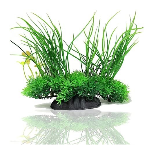 Bubblefin Fish Tank Aquarium Aquascape Artificial Plastic Plant (Fescue Similar, 7"×3"×6" H)
