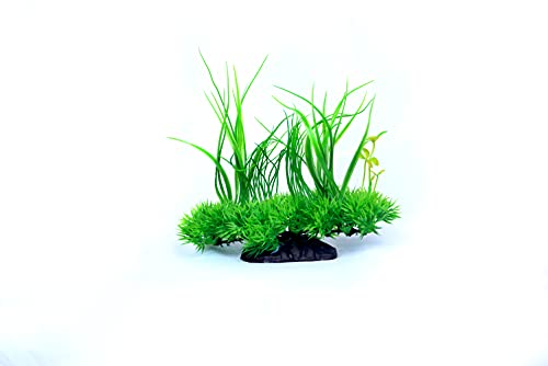 Bubblefin Fish Tank Aquarium Aquascape Artificial Plastic Plant (Fescue Similar, 7"×3"×6" H)