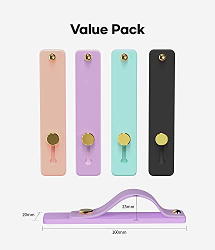 Goospery SlideTok Phone Grip Strap [4-Pack] Silicone Portable Telescopic Finger Strap Bracket Kickstand Universal Mobile Phone Stand Holder for Most Smartphone and Tablets
