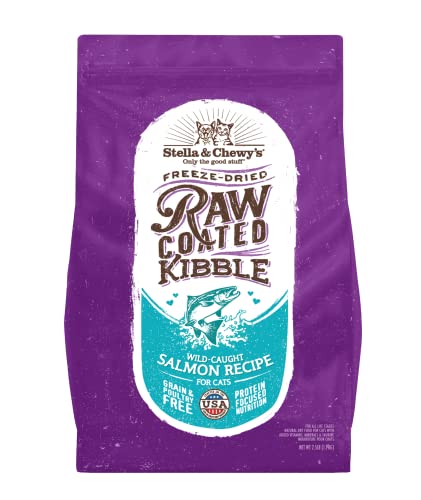 Stella & Chewy’s Raw Coated Premium Kibble Cat Food – Grain Free, Protein Rich Meals – Wild Caught Salmon Recipe – 2.5 lb. Bag