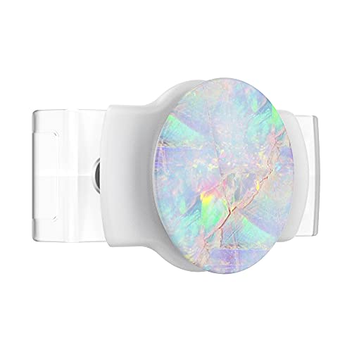 PopSockets: Phone Grip Slide for Phones and Cases, Sliding Phone Grip with Expanding Kickstand, Square Edges - White Opalescent