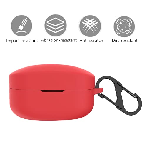 Haotop Case Compatible with Sony WF-1000XM4,Soft Silicone Anti-Lost & Shockproof Protective Case with Keychain (Red)