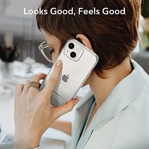 ESR for iPhone 14 Case/iPhone 13 Case, 3 Stand Modes, Military-Grade Drop Protection, Supports Wireless Charging, Slim Back Cover with Stand, Phone Case for iPhone 14/13, Metal Kickstand Case, Clear