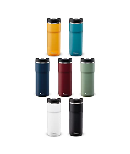 Aladdin Barista Java Thermavac Leak-Lock Stainless Steel Thermos Travel Mug for Hot Drinks 0.47L Navy Blue β Keeps Hot for 4 Hours - BPA-Free Reusable Coffee Cups - Leakproof - Dishwasher Safe