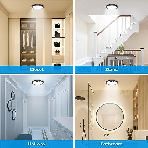 BLNAN Rechargeable Motion Sensor Ceiling Light, Battery Operated Wireless Motion Activated Flush Mount LED Light, 7 Inch 7000mAh 3000K 4000K 6000K, Timers for Closet Pantry Stair Hallway