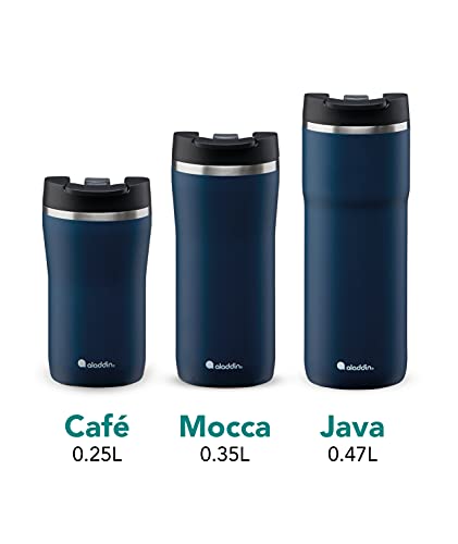 Aladdin Barista Java Thermavac Leak-Lock Stainless Steel Thermos Travel Mug for Hot Drinks 0.47L Navy Blue β Keeps Hot for 4 Hours - BPA-Free Reusable Coffee Cups - Leakproof - Dishwasher Safe