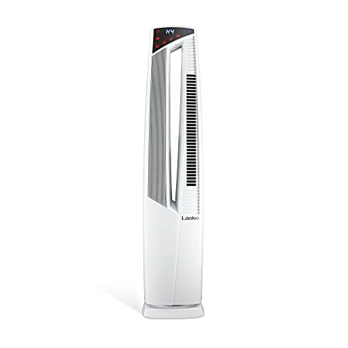 Lasko Oscillating Hybrid Fan and Space Heater for Home, All Season High Velocity Hybrid with Tip-Over Switch, Remote Control, Timer and Thermostat, 37.5 Inches, White, 1500W, FHV820