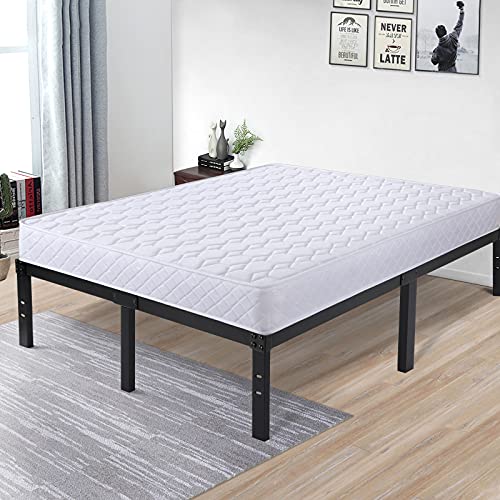 King Bed Frame 16 Inch, NOAH MEGATRON Heavy Duty Bed Frame with Wooden Slats, 16 Inch Mattress Foundation/ No Box Spring Needed (King)