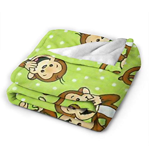 Uyomarer Funny Monkeys Green Throw Blanket Soft Throws for Adult Kids Summer Blanket for Couch Bed Sofa, Black, 50x40