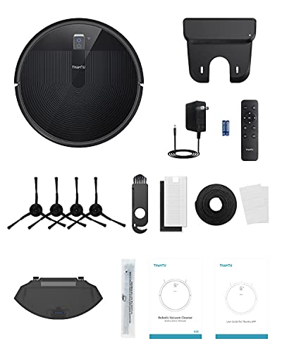 Thamtu G10 Robot Vacuum with 2700Pa Strong Suction, Super-Thin Robotic Vacuum Cleaner, Compatible with Alexa, Clean Schedule, Self-Charging, Ideal for Pet Hair, Hard Floor, Medium-Pile Carpet (Sliver)