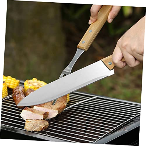 YARNOW 2 Sets Barbecue Knife and Fork Tools Knife Kit Outdoor Dinnerware Food Grill Travel Utensil Barbecue Kitchen Fork Grilling Accessories Kit Barbecue Tool Forks BBQ Tools BBQ Fork