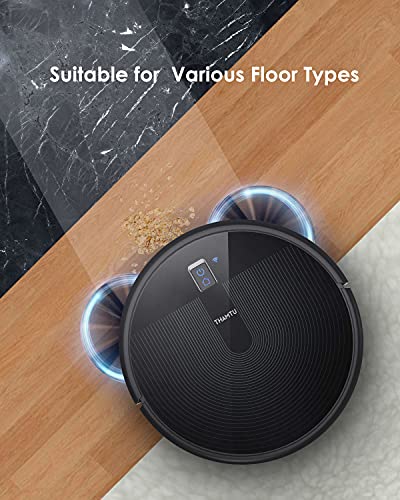 Thamtu G10 Robot Vacuum with 2700Pa Strong Suction, Super-Thin Robotic Vacuum Cleaner, Compatible with Alexa, Clean Schedule, Self-Charging, Ideal for Pet Hair, Hard Floor, Medium-Pile Carpet (Sliver)