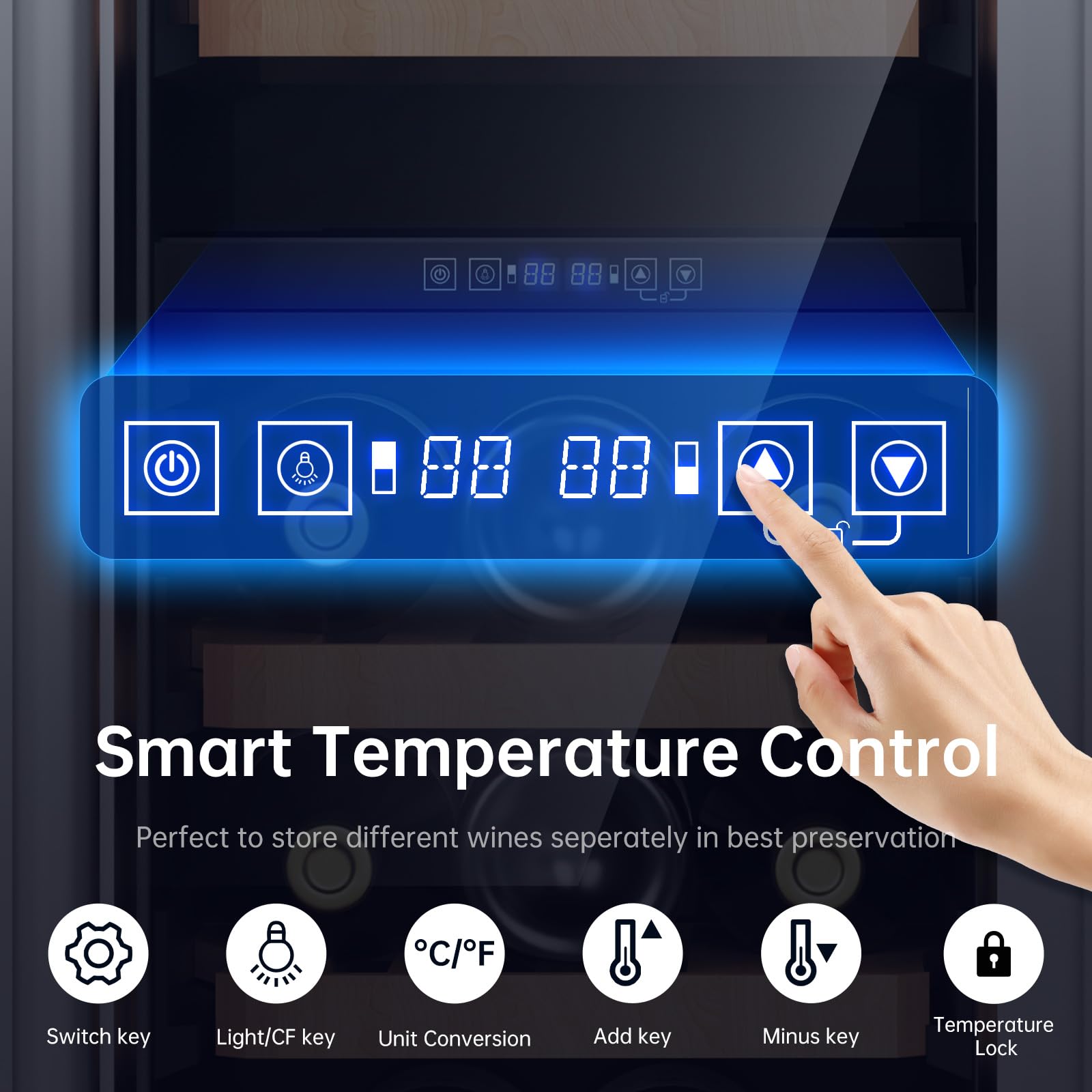 KingChii 12Inch 16 Bottle Dual Zone Wine Cooler Refrigerator Professional Compressor, Stainless Steel & Tempered Glass For Red Wine, Champagne - Built-in or Freestanding for Home, Kitchen, or Office