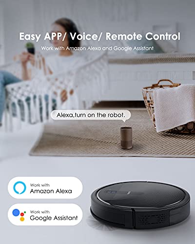 Thamtu G10 Robot Vacuum with 2700Pa Strong Suction, Super-Thin Robotic Vacuum Cleaner, Compatible with Alexa, Clean Schedule, Self-Charging, Ideal for Pet Hair, Hard Floor, Medium-Pile Carpet (Sliver)