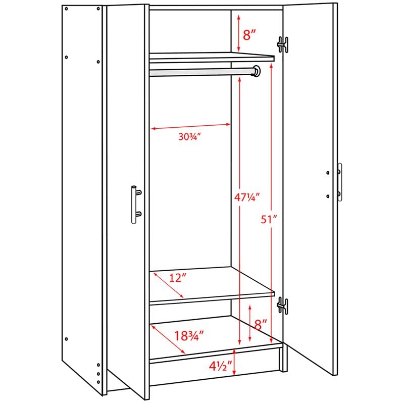 Pemberly Row Contemporary 32" Wardrobe Armoire in Espresso