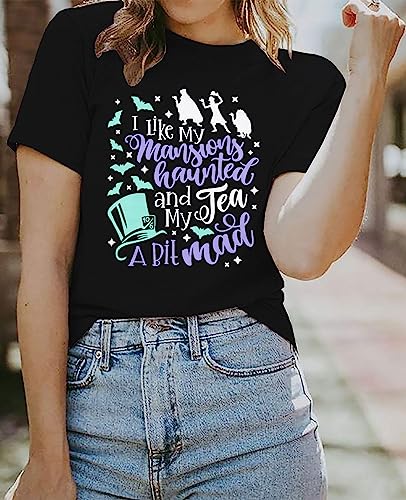 Beware of Hitch Hiking Ghost Shirt Women Funny Halloween Shirt Haunted Mansion Tshirt Hocus Pocus Fall Short Sleeve Top