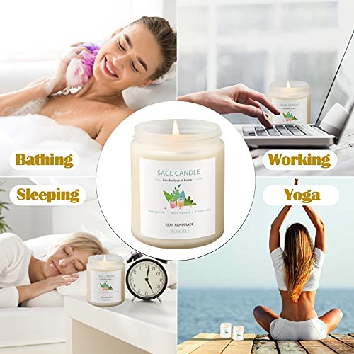 Sage Candles for Cleansing House, 2 Pack 8Oz 100 Hrs. Burning, Soy Wax Sage Scented Candles for Home Scented Candle, for House Energy Cleansing, Banishes Negative Energy, Purification and Healingā¦