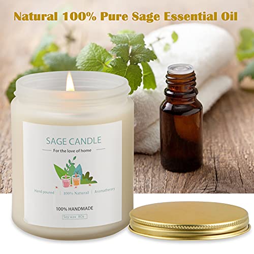 Sage Candles for Cleansing House, 2 Pack 8Oz 100 Hrs. Burning, Soy Wax Sage Scented Candles for Home Scented Candle, for House Energy Cleansing, Banishes Negative Energy, Purification and Healingā¦