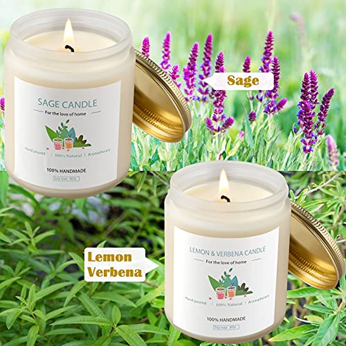 Sage Candles for Cleansing House, 2 Pack 8Oz 100 Hrs. Burning, Soy Wax Sage Scented Candles for Home Scented Candle, for House Energy Cleansing, Banishes Negative Energy, Purification and Healingā¦